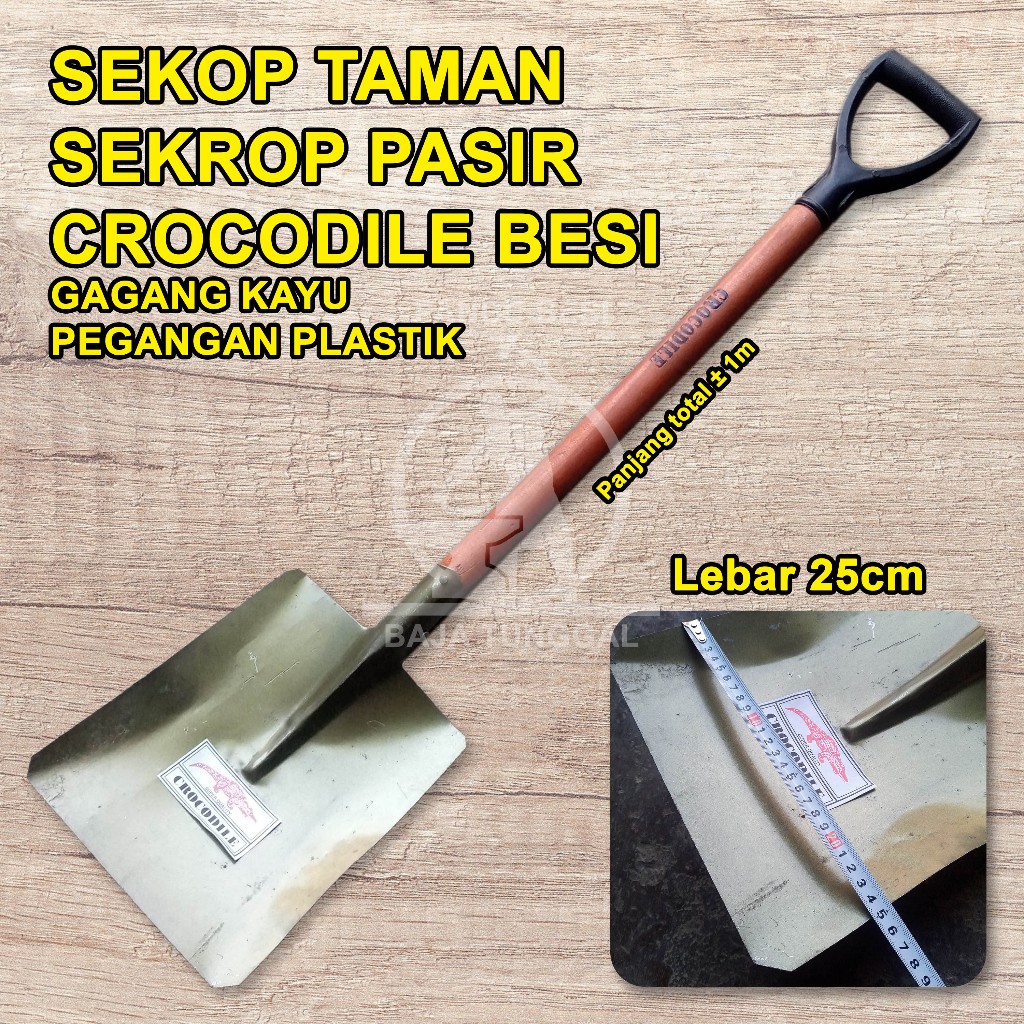 Jual Sekop Pasir Crocodile Besi Gold Gagang Kayu PVC / Sekrop Tanah ...