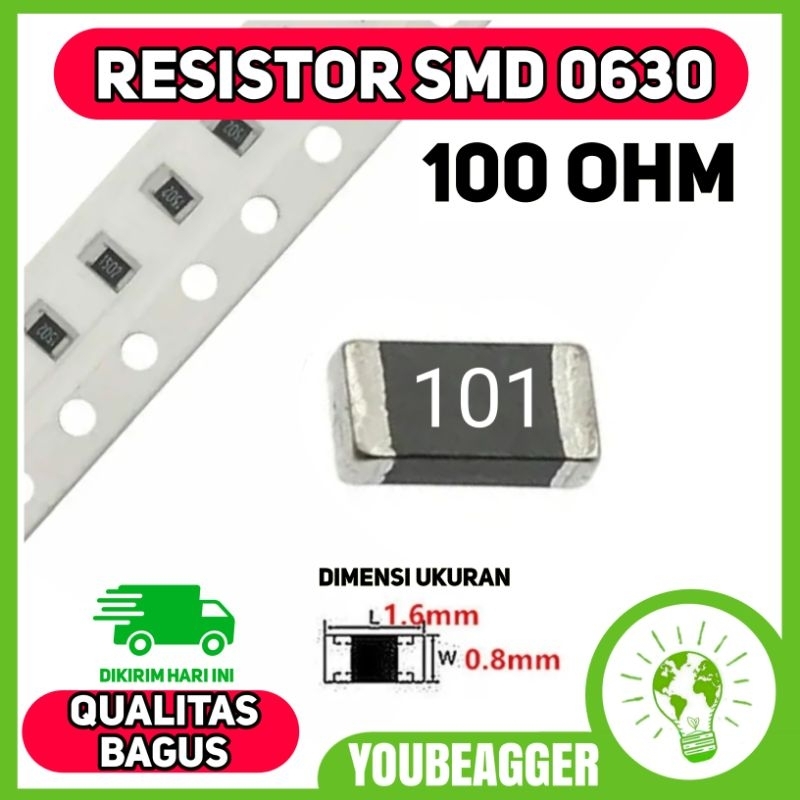 Jual Resistor smd 100 ohm 101 tipe 0603 | Shopee Indonesia