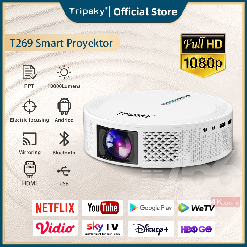 Jual Tripsky T269 Smart Projector Android OS 450ANSI 10000 Lumens 1080P ...