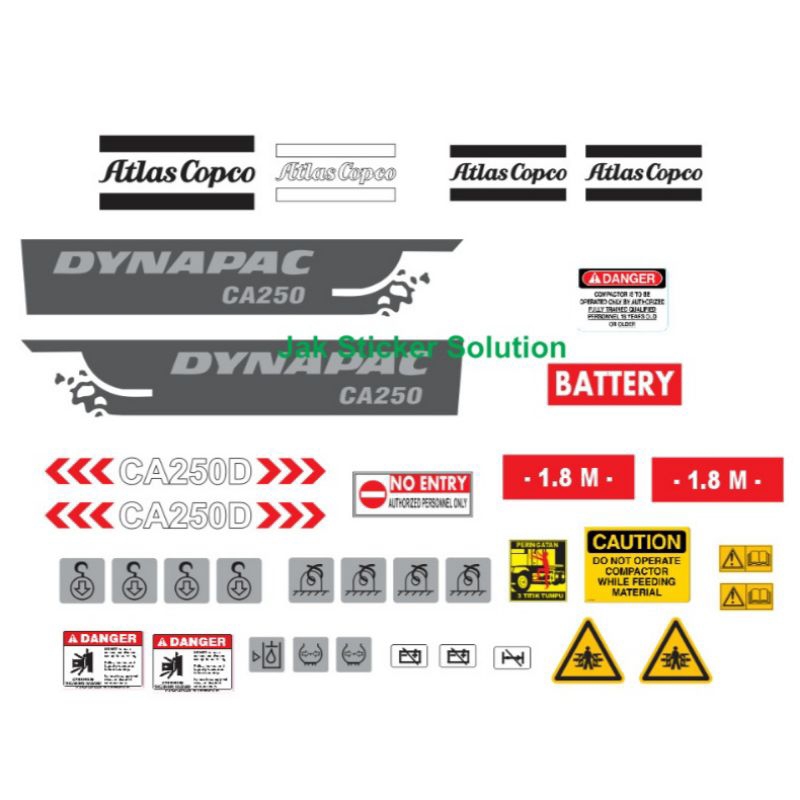 Jual Stiker Compactor Dynapac CA250 Sticker Vibratory Roller | Shopee ...