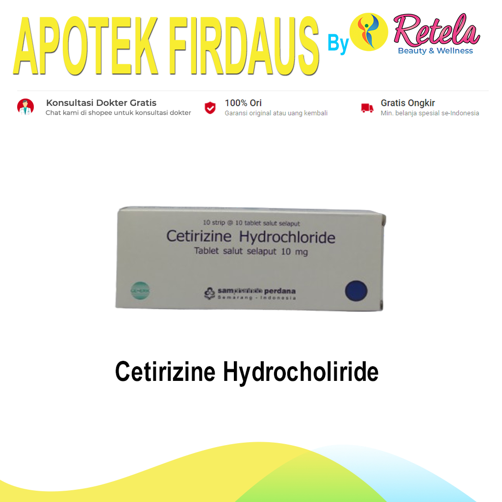 Jual CETIRIZINE HCL 10MG 1 STRIP 10 TABLET / Sampharindo | Shopee Indonesia