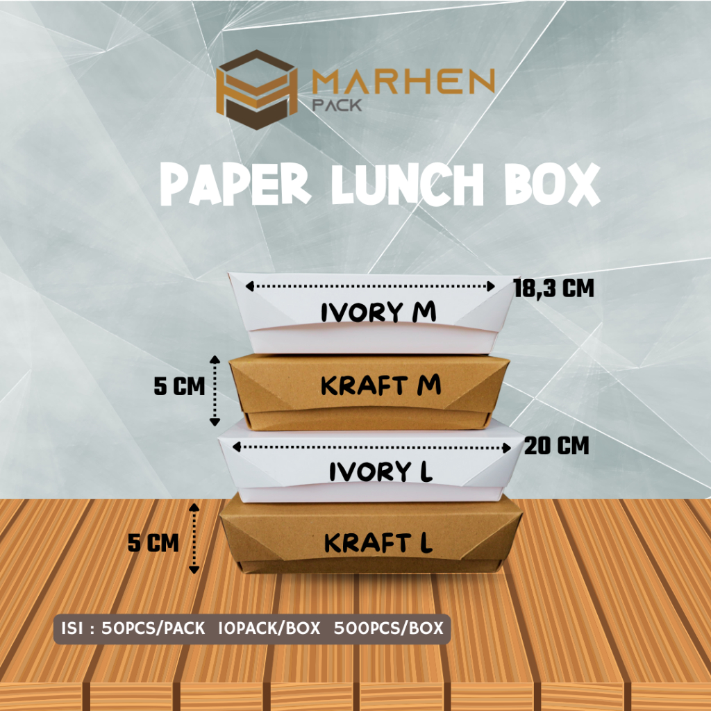 Jual PAPER LUNCH BOX BAHAN KRAFT/ IVORY FULL LAMINASI SIZE S / M / L ...