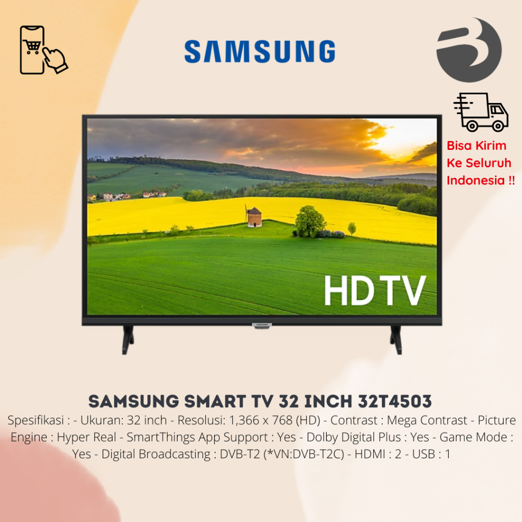 Jual SAMSUNG SMART TV 32 INCH 32T4503 - 32inch | Shopee Indonesia