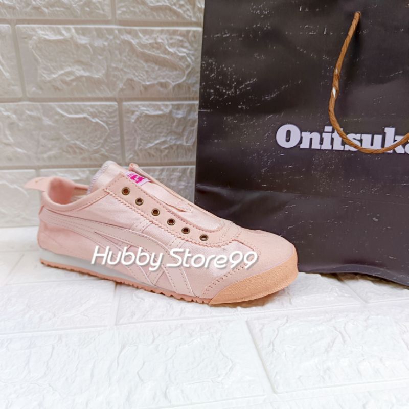 Jual Sepatu Cewek Onitsuka Baby pink Full peach Lengkap Paperbag Slop ...