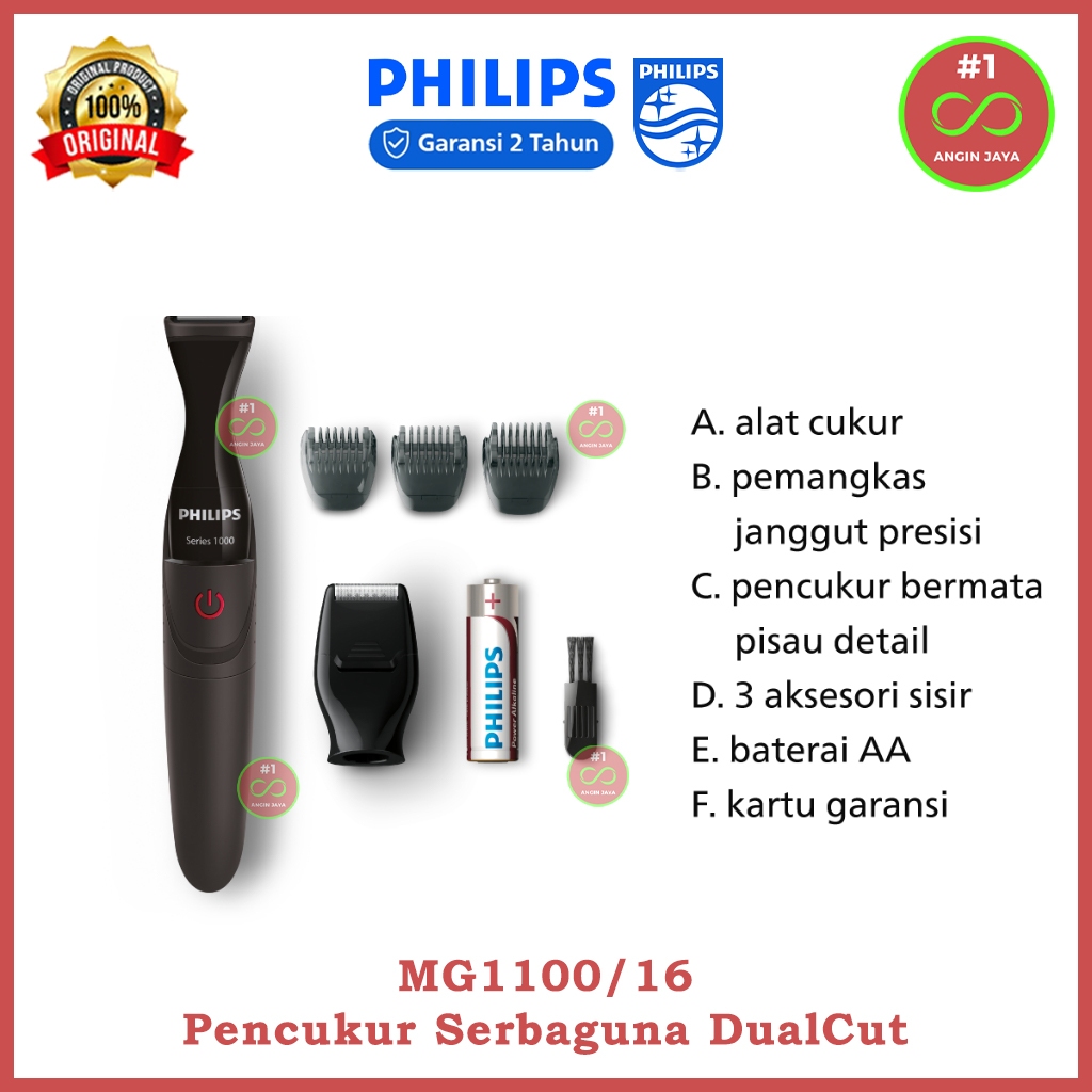 Jual PHILIPS MG1100/16 Facial Precision Shaver Multigroom Pencukur MG ...