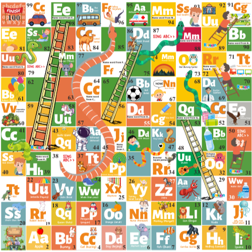 Jual Ular Tangga Jumbo Sensory Path Edukasi Belajar Alphabet 100 kotak ...
