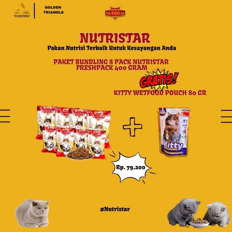 Jual Paket Bundling 8 Pack Nutristar 400 gr Free Kitty Pouch 80 gr ...