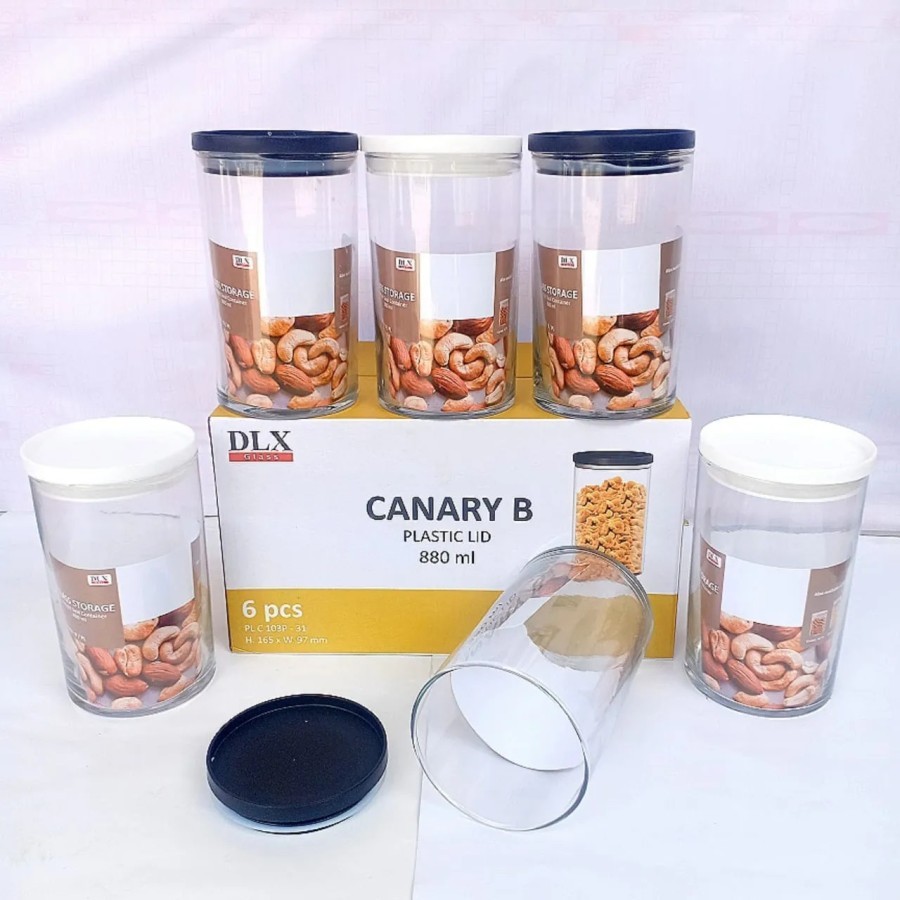 Jual TOPLES KACA KEDAP UDARA CANARY B SET UKURAN 880ML | Shopee Indonesia