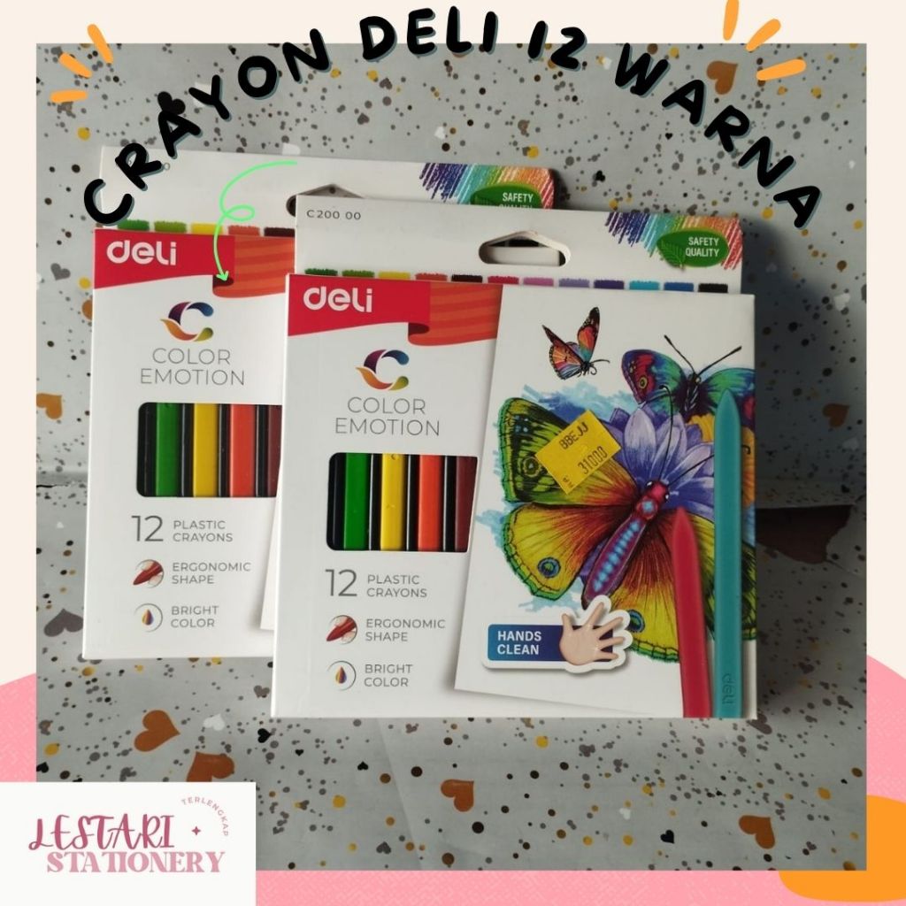 Jual Crayon Deli 12 Warna C200-00 | Crayon Deli Color Emotion | Plastic ...