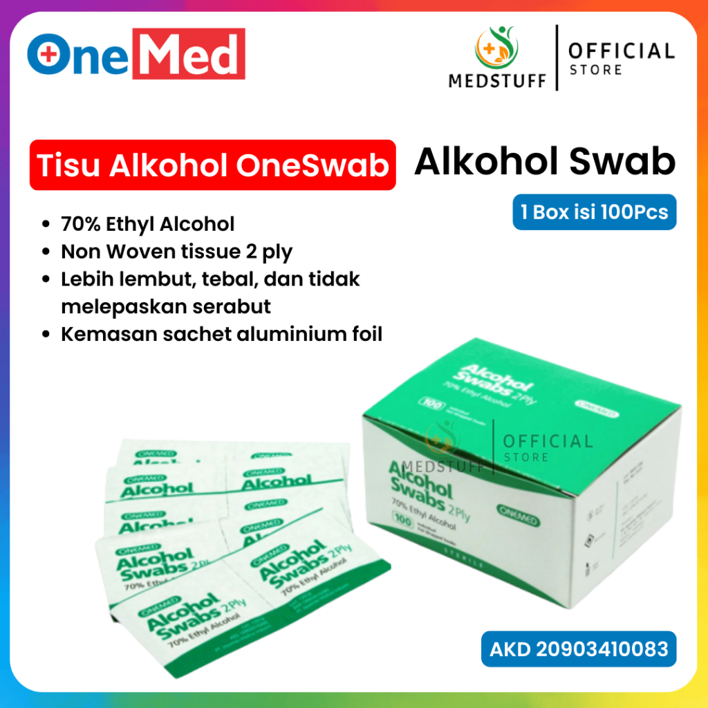 Jual Onemed Alcohol Swab Tisu Kapas Alkohol 2 Ply 100 Pcs | Shopee ...