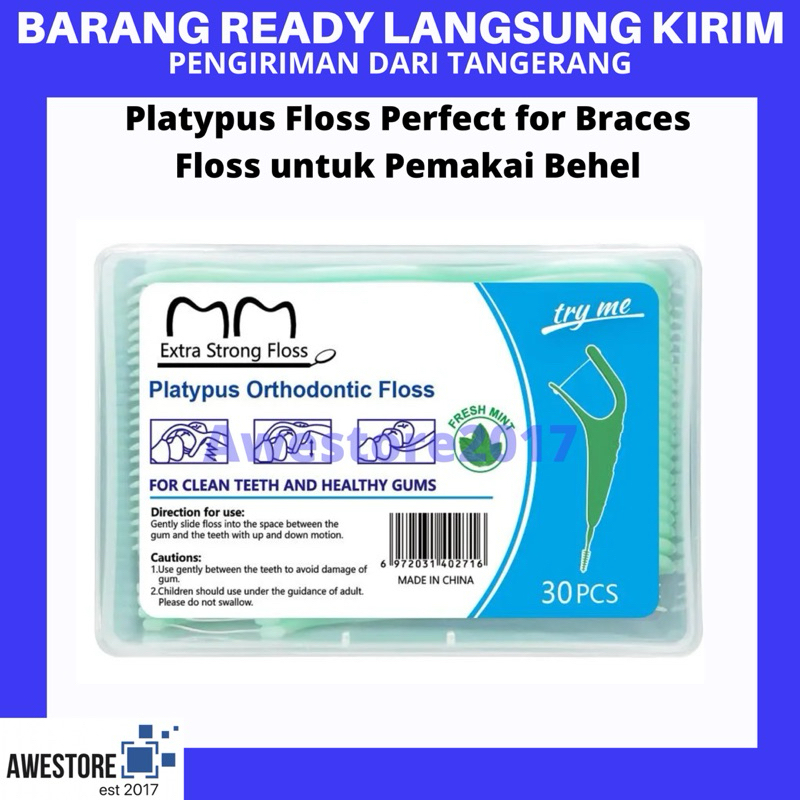 Jual MINT Platypus Floss Dental For Braces Orthodontic Picks Behel ...