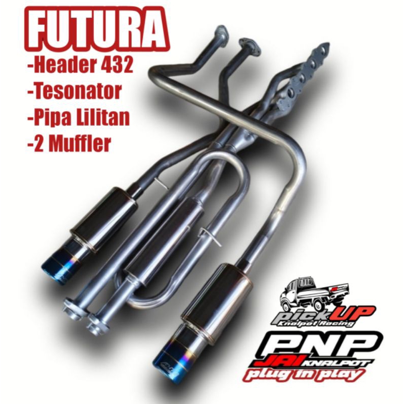 Jual FUTURA knalpot racing Header 432 Resonator pipa lilitan 2 muffler ...