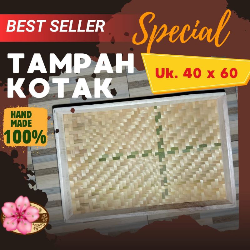 Jual Tampah persegi panjang/tampah kotak/nampan bambu/tampah tumpeng 40x60 cm / ANYMN gh134 ...