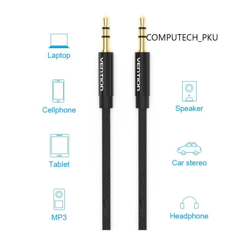 Jual Vention Fabric Branded 3.5mm Male to Male Audio Cable 3M (BAGBI ...