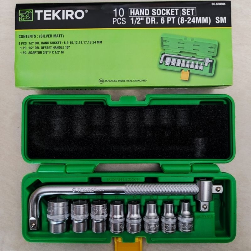 Jual Tekiro Kunci Stang Mata Sok Shok Shock Sock Socket Set 10 Pcs 1/2" 6 PT 8 - 24 mm | Shopee ...