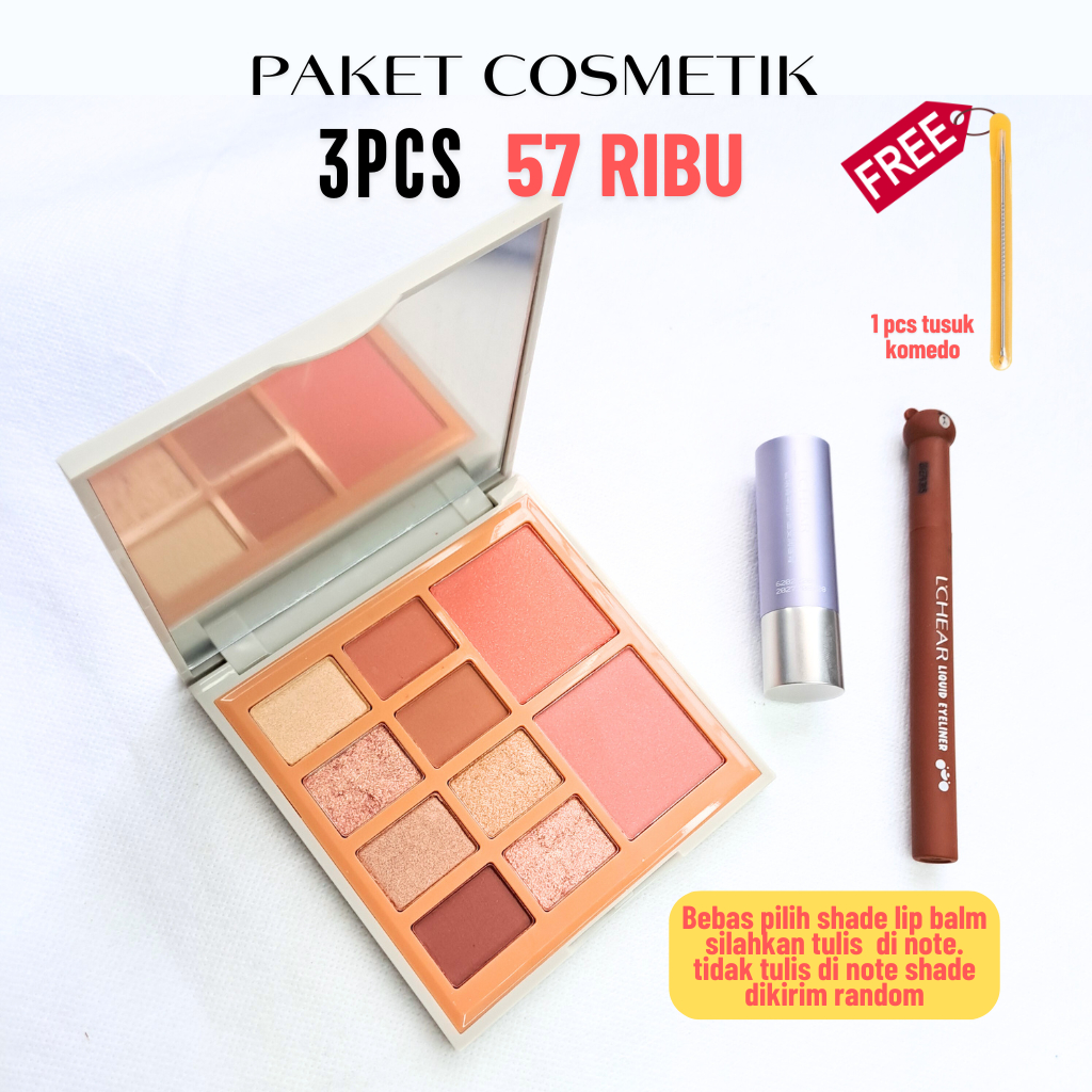 Jual Paket Kecantikan Kosmetik 3 In 1 Set Make Up Free Tusuk Komedo Lip ...