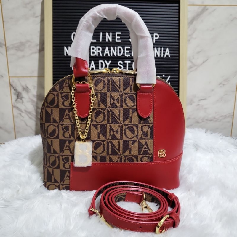 Jual tas bonia original sling bag alma monogram mix merah | Shopee ...