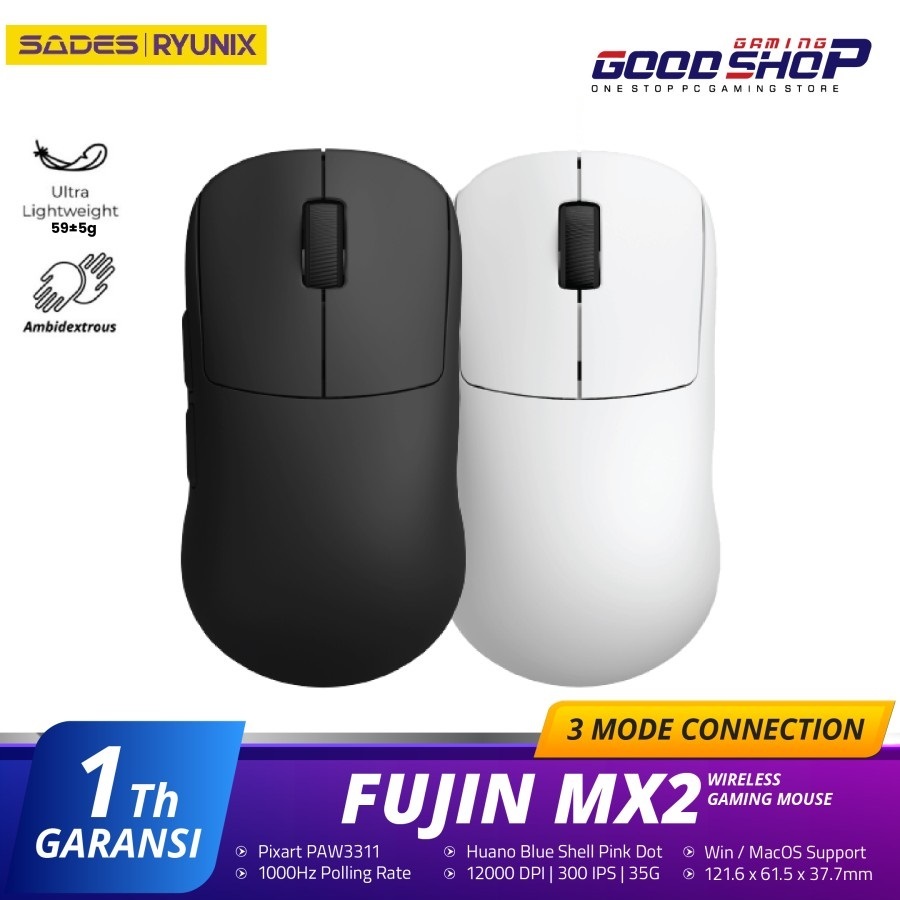 Jual Sades Ryunix Fujin MX2 Mouse Gaming Lightweight Wireless Bluetooth ...