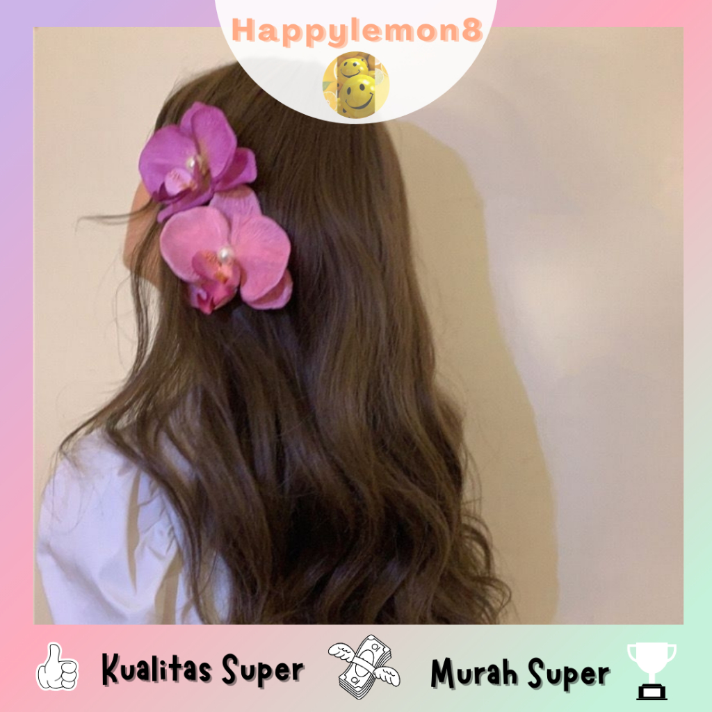 Jual Jepit rambut wanita bunga anggrek artificial | jepit bebek bunga ...