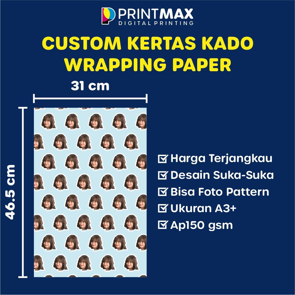Jual Custom Kertas Kado Wrapping Paper / Custom Kertas Kado Gambar Muka ...