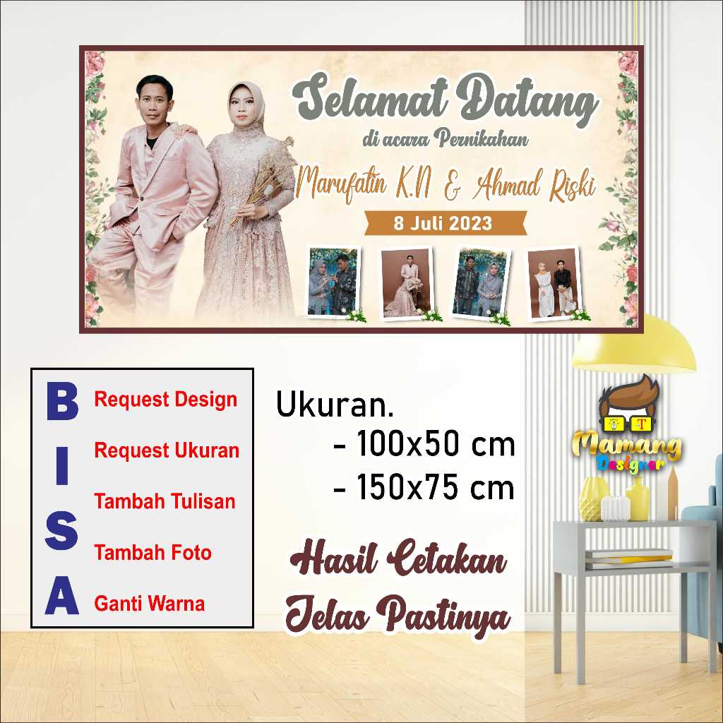 Jual Custom Banner Spanduk MMT Ucapan Selamat Datang Untuk Nikahan bb ...