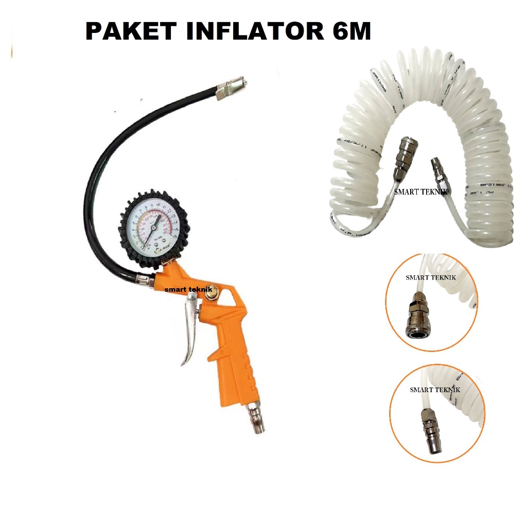 Jual Paket isi angin ban motor mobil selang recoil hose 6 meter ...