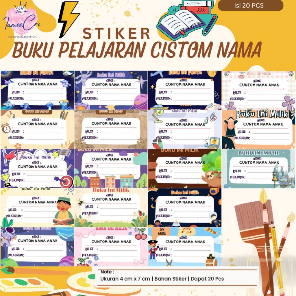 Jual 20 PCS STIKER LABEL NAMA BUKU BISA CUSTOM NAMA || LABEL BUKU ...
