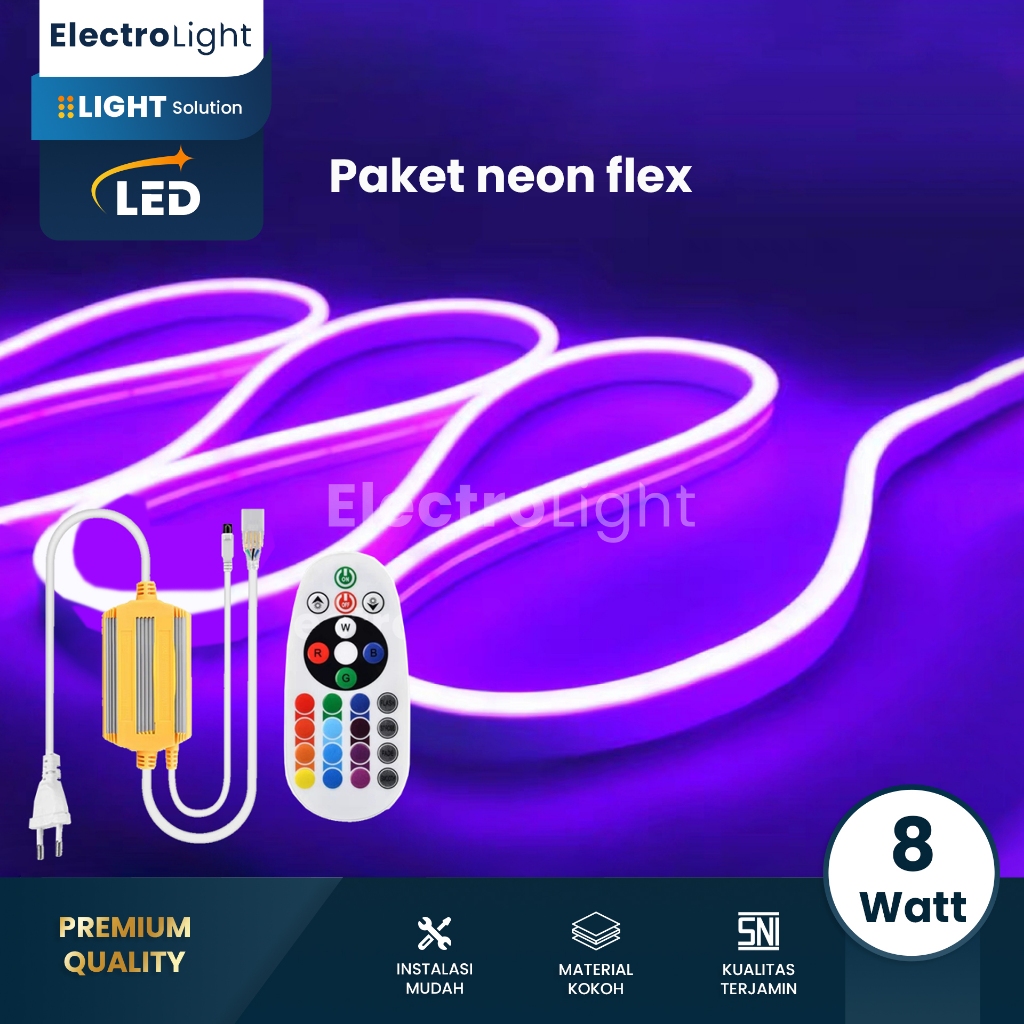 Jual Lampu Strip Neon Flex Rgb Led Full Color 16warna Komplit Dengan Remote Flexibel Waterproof