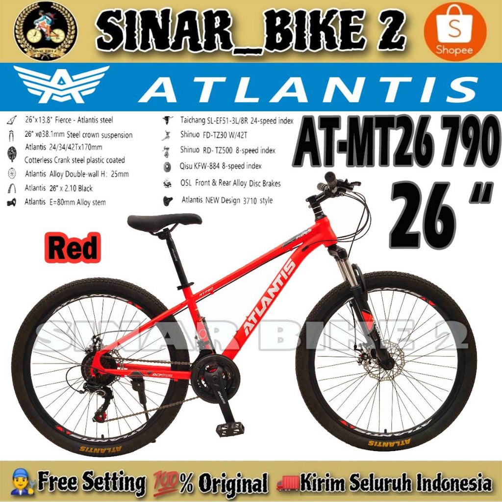Jual Sepeda Gunung MTB ATLANTIS AT-MT 790 Ukuran 24 26 Inch Rem Cakram ...