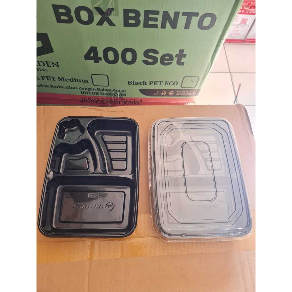 Jual MIKA BOX BENTO HITAM/BOX BENTO 4SEKAT HITAM/TRAY KOTAK MAKAN ISI ...