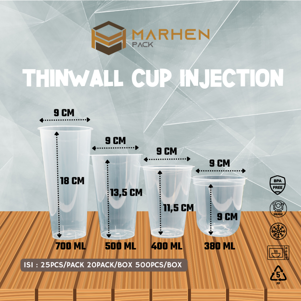 Jual Thinwall Cup Injection Oval 380ml 400ml 500ml 700ml / Gelas ...