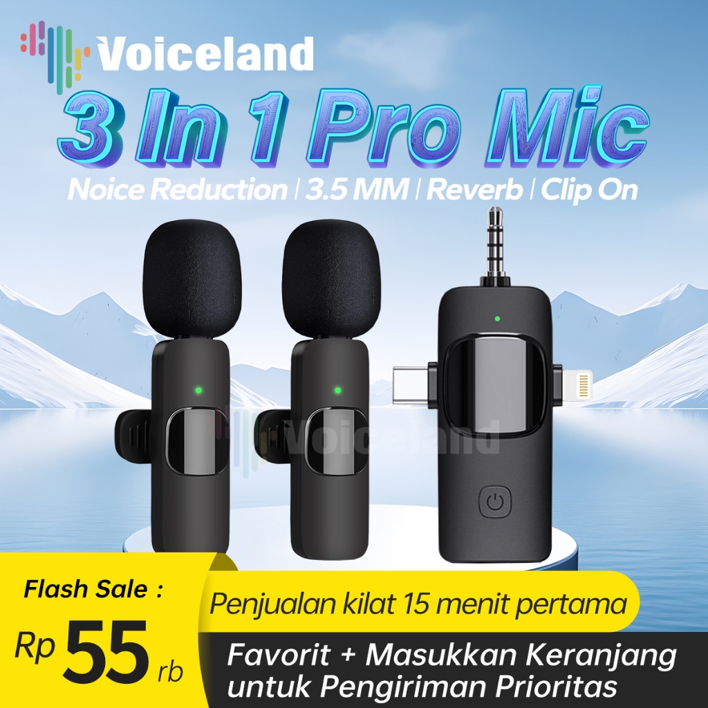 Jual 【3 In 1 Pro Mic】3.5mm Mikrofon Nirkabel Lavalier Mic Portabel ...