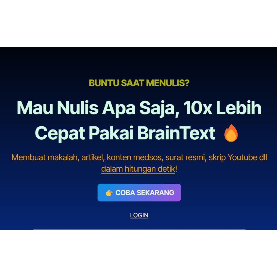 Jual Braintext.ai UNLIMITED - 10x Lebih Cepat Membuat Tulisan Konten Script Karya Ilmiah 1 TAHUN ...