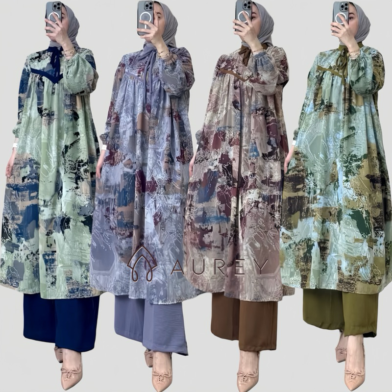 Jual Aurey - setelan tunik panjang wanita ashila oneset long tunik ...