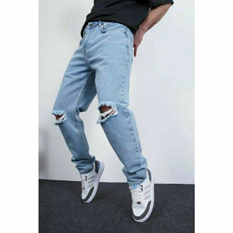 Jual CELANA SOBEK PRIA RIPPED JEANS ROBEK STANDAR REGULER BASIC JINS ...