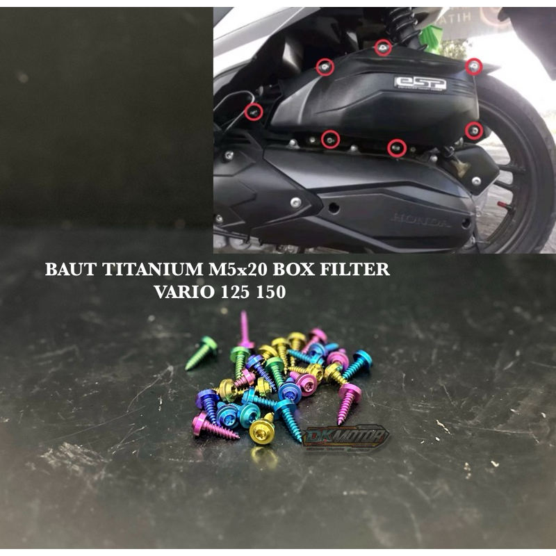 Jual Baut Titanium Box Filter Udara Honda Vario 125 150 7Pcs | Shopee ...