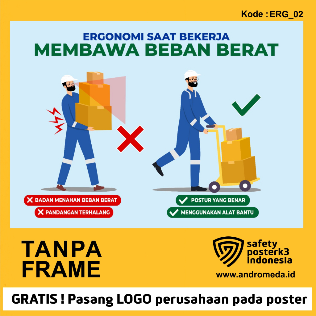 Jual Safety Poster K3: Ergonomi Membawa Barang Beban Berat_2 Kontruksi ...