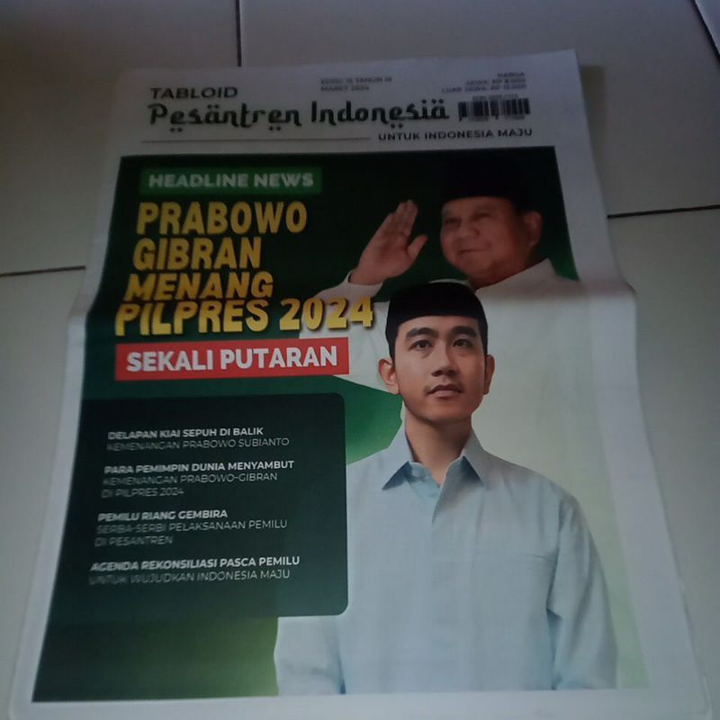 Jual KORAN TABLOID PRABOWO GIBRAN MENANG PILPRES 2024 SEKALI PUTARAN | Shopee Indonesia