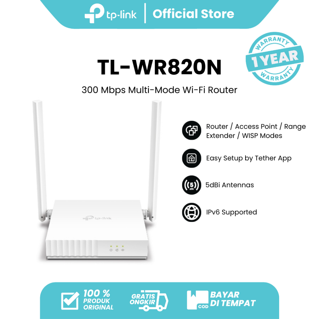 Jual TP-Link TL-WR820N router 300Mbps Wireless N Speed Wi-Fi Router 2 ...
