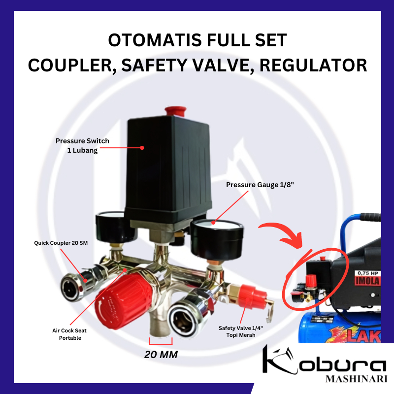 Jual Pressure Switch Otomatis Full Set Komplit Coupler, Safety Valve ...