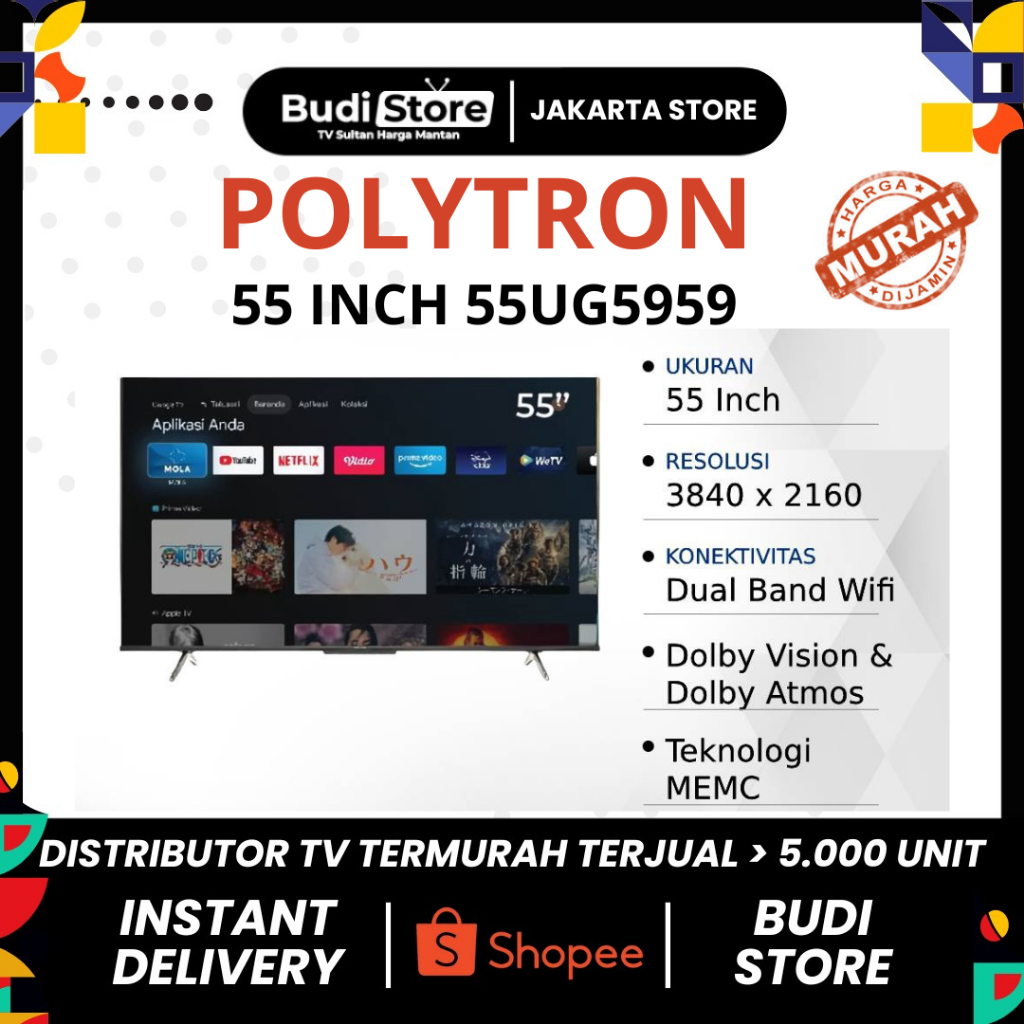Jual POLYTRON UHD 4K 55 INCH GOOGLE ANDROID DIGITAL TV PLD 55UG5959 ...