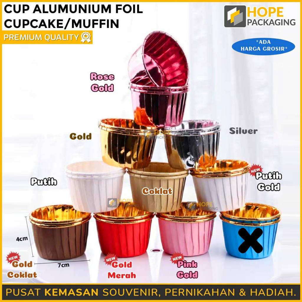 Jual [Harga / 20 Pcs] Cup Alumunium Foil Cupcake / Muffin Dessert ...