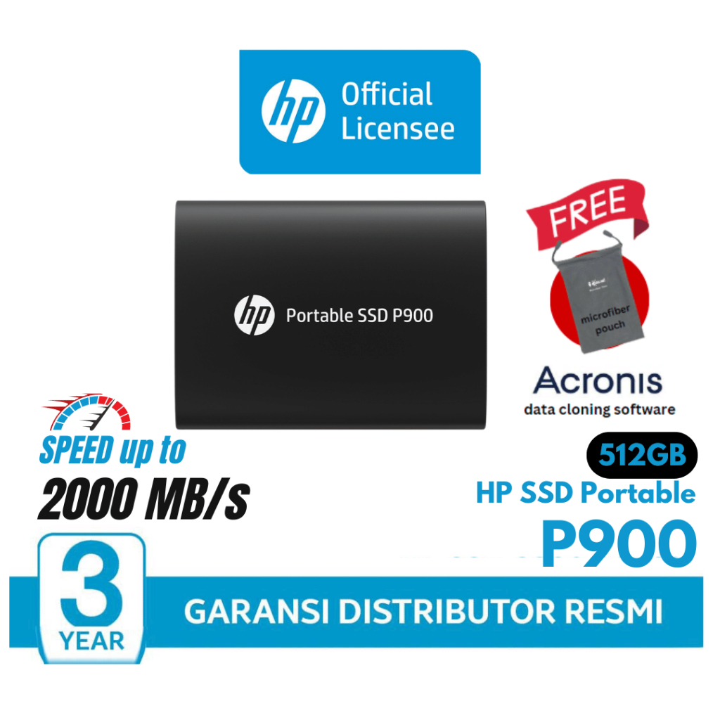 Jual HP SSD P900 Portable SSD 512GB 2000 MB/s External SSD Eksternal ...