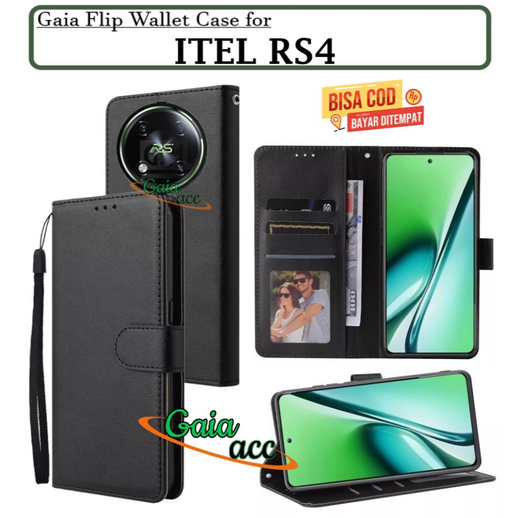 Jual case hp for ITEL RS4 flip wallet leather case Premium flip case Casing hp flip cover ...