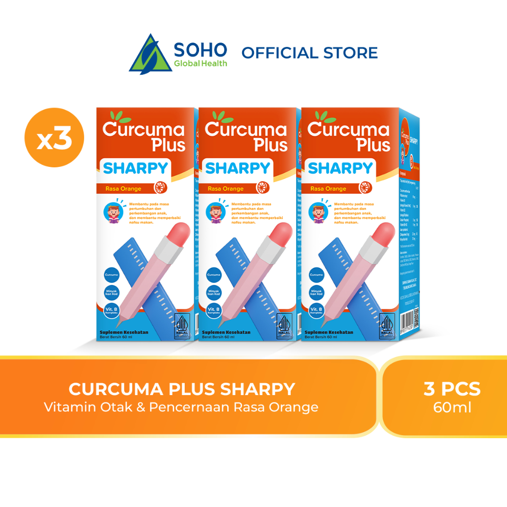 Jual Curcuma Plus Sharpy Orange Suplemen Sirup Anak 60ml - Isi 3 Pack ...