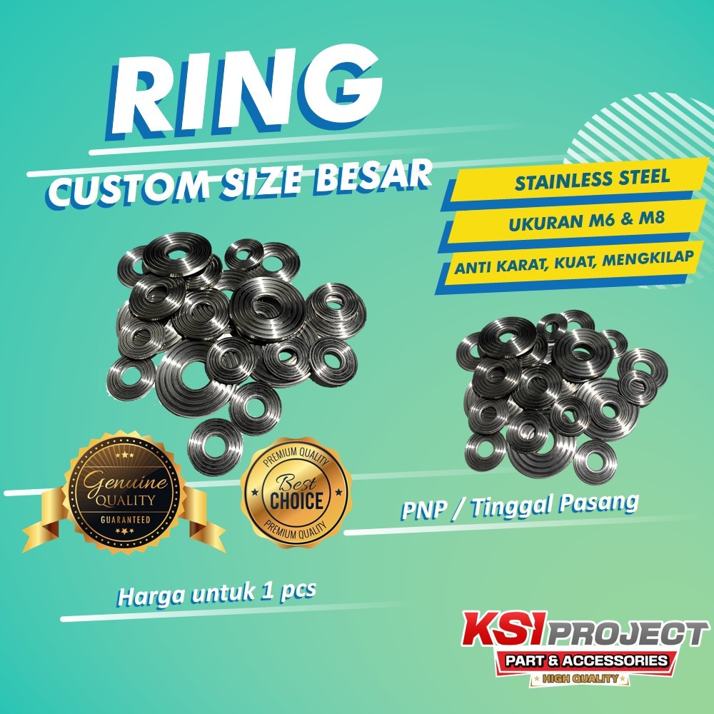 Jual Ring Stainless Steel (Size Besar) Model Garis Ukuran M6 & M8 ...