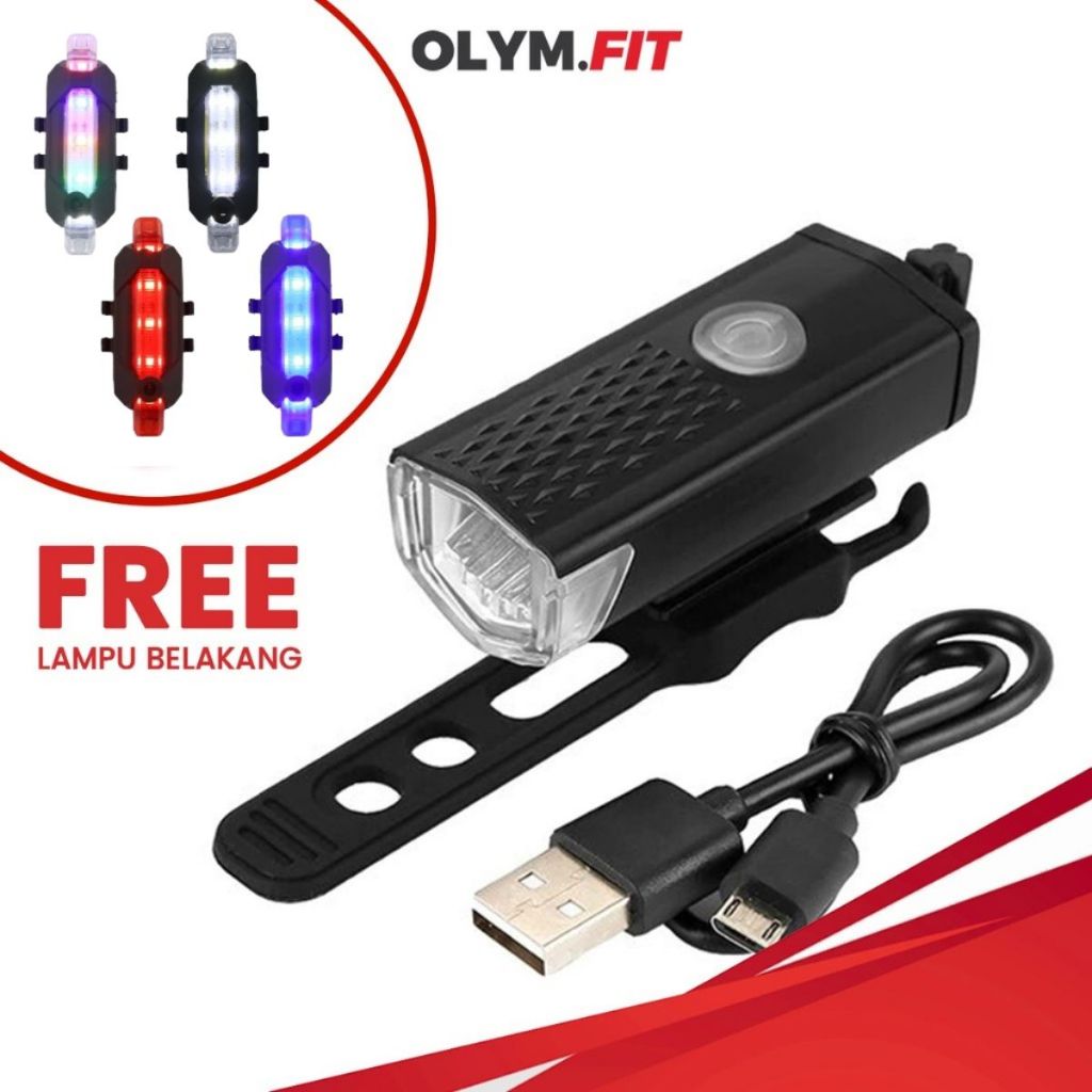 Jual Lampu Sepeda Depan Belakang LED Anti Air Waterproof USB ...