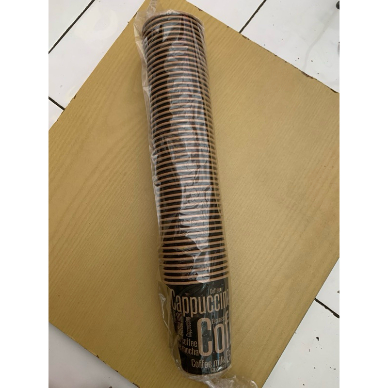 Jual Paper Cup 8 oz Kraft Coklat/ Cup Kopi Teh 1 slop isi 50 pcs | Shopee Indonesia