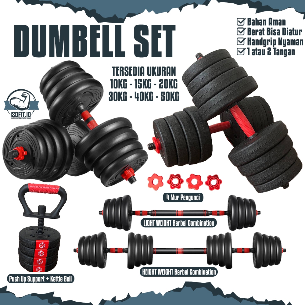 Jual Isofit.id DUMBELL SET / Barbel / Dumbbell Set / Alat Angkat Beban / Alat Fitness New Varian ...
