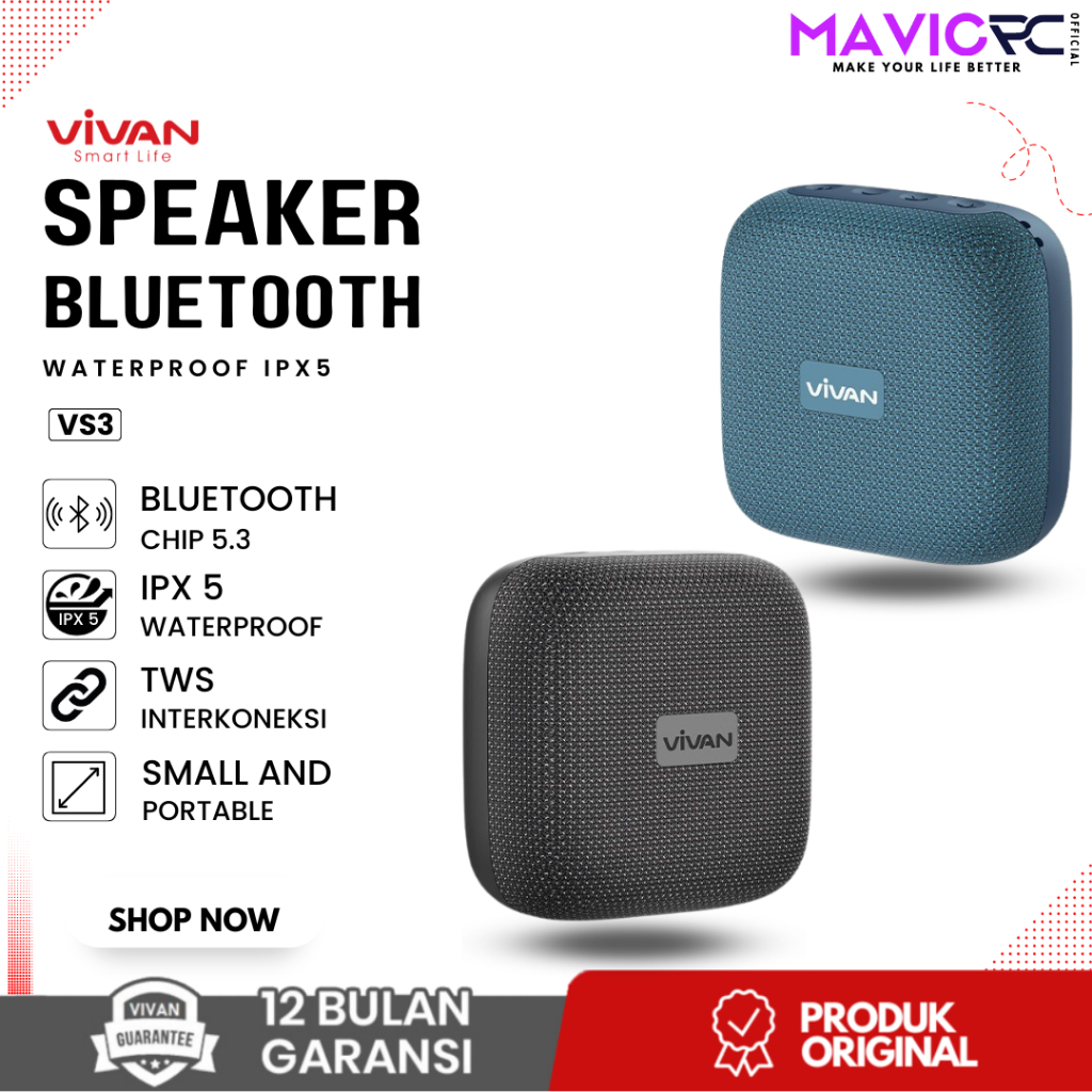Jual VIVAN VS3 Mini Speaker Portable | Waterproof IPX5 | Bluetooth 5.3 ...
